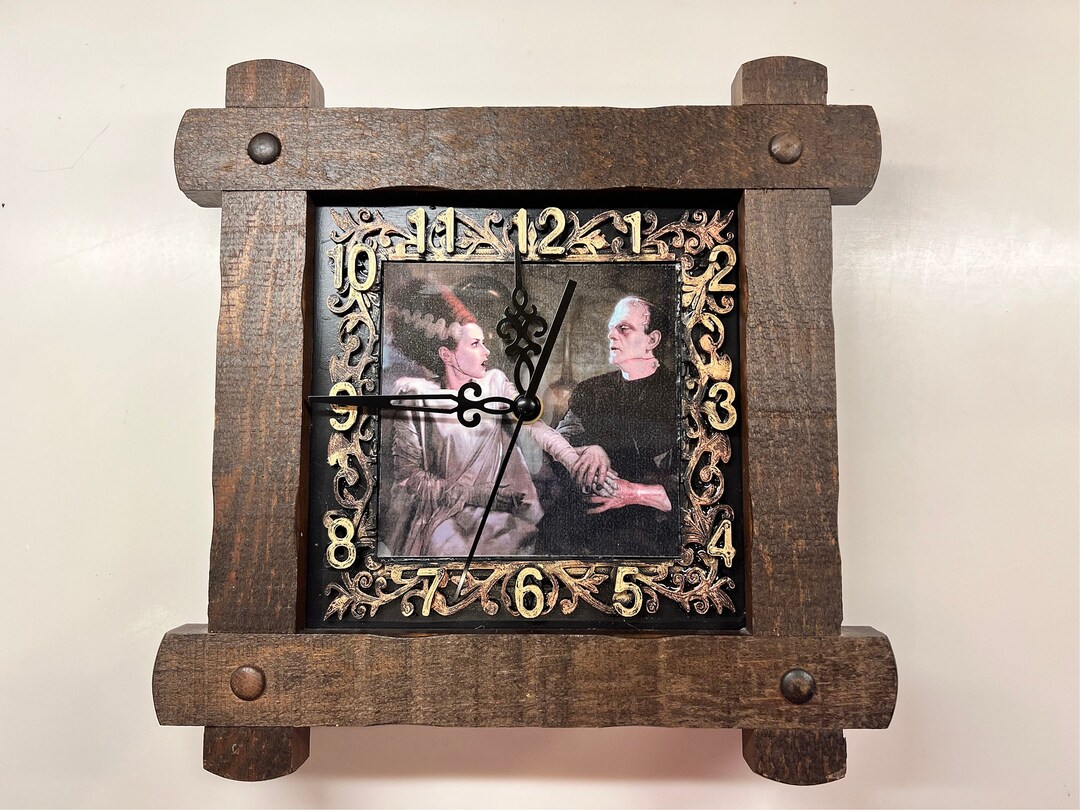 The Bride and Frankenstein Wooden Clock - Etsy