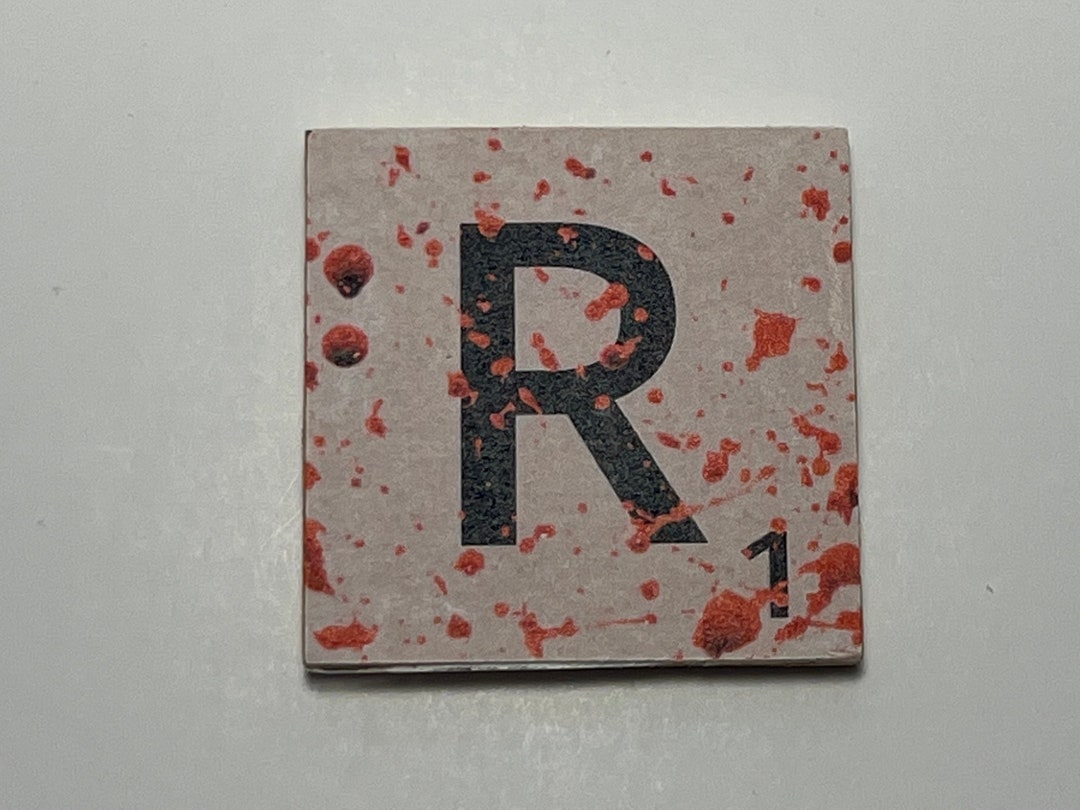 Wood Blood Stained Letter R Tile - Etsy