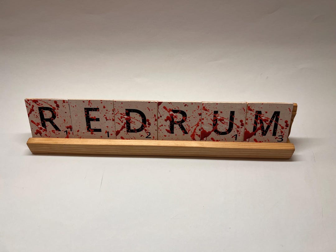 Redrum Scrabble 2 Wood Faux Blood Stained Letters on Holder - Etsy