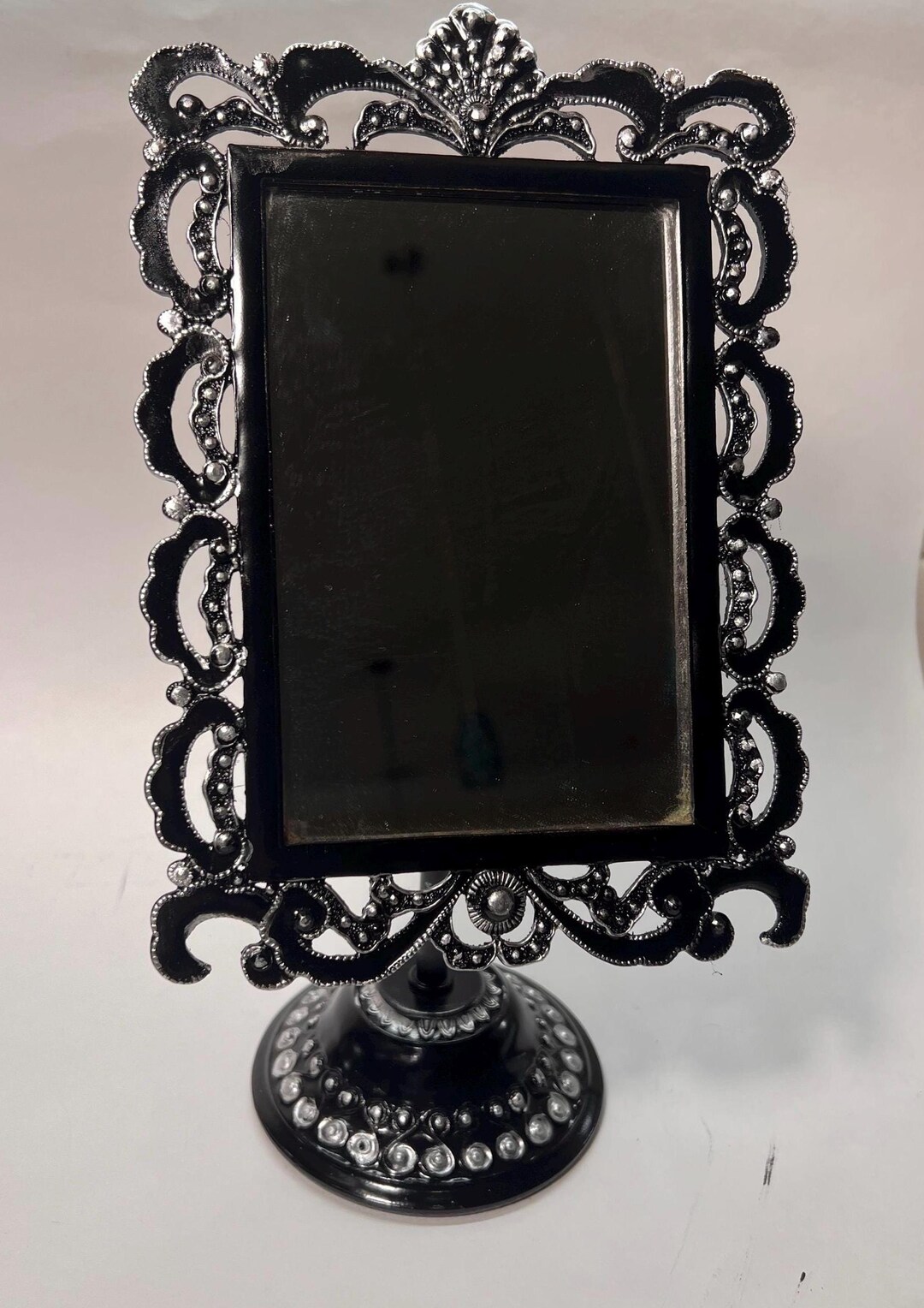 Beautiful Metal Mirror on a Metal Gothic Style Stand With Silver ...