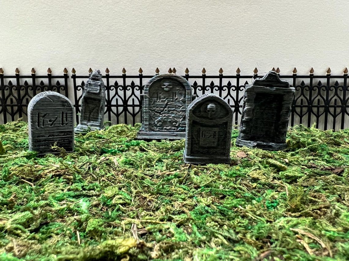 Bag of (15) Unique Miniature Gravestones / Tombstones for a Graveyard ...