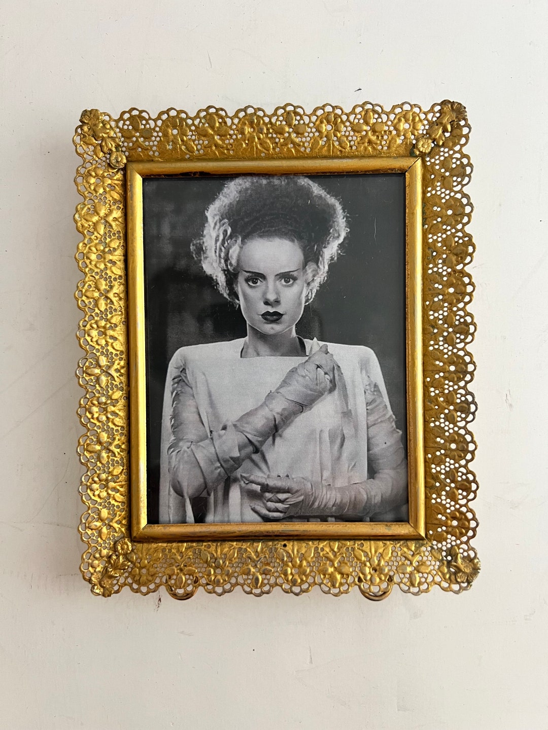 The Bride of Frankenstein in a Beautiful Gothic Gold Filigree Frame - Etsy