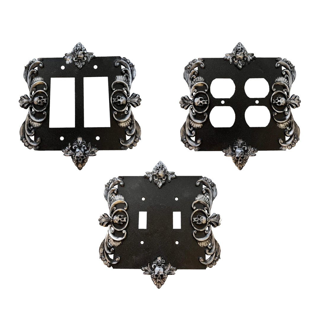 Ornate Skull Wall Plates | Gothic Home Decor | 3d Printed | Double ...