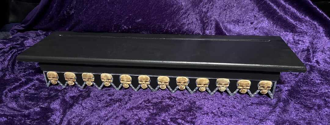 Black Shelf With Silver Gothic Spikes and Skulls - Etsy