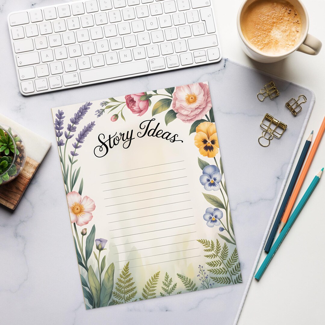 Floral Notepad for Story Ideas, Desk Stationery - Etsy