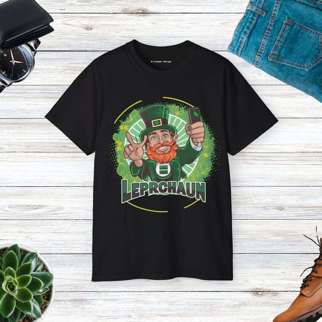St Patrick's Day Leprechaun Selfie Unisex Tee, Cotton Shirt, Irish ...