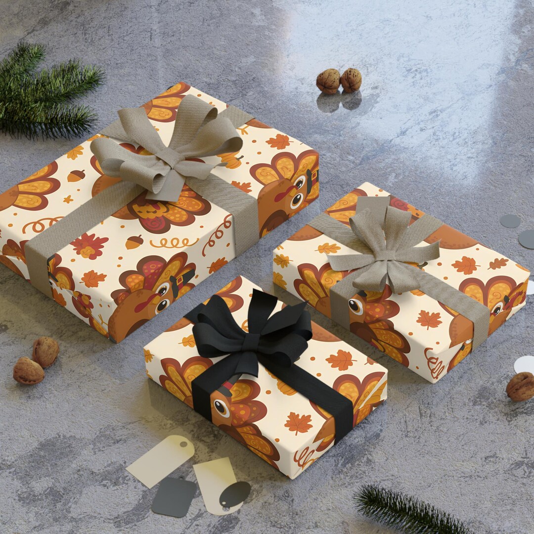 Thankful Turkey Thanksgiving Wrapping Paper, Autumn Gift Wrap Roll - Etsy