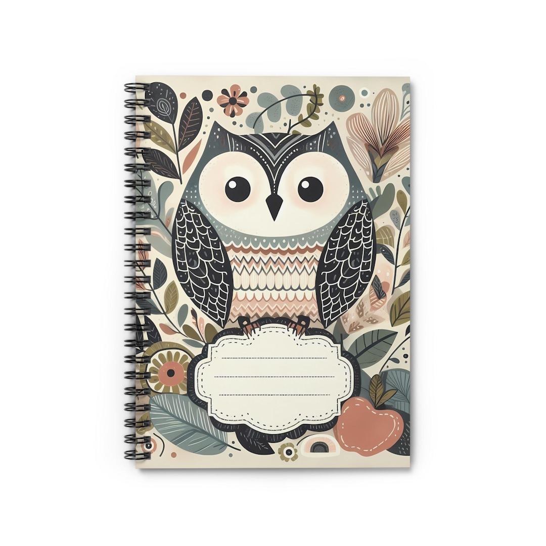 Pastel Floral Owl Notebook | Botanical Nature Journal, 118 Ruled Pages ...