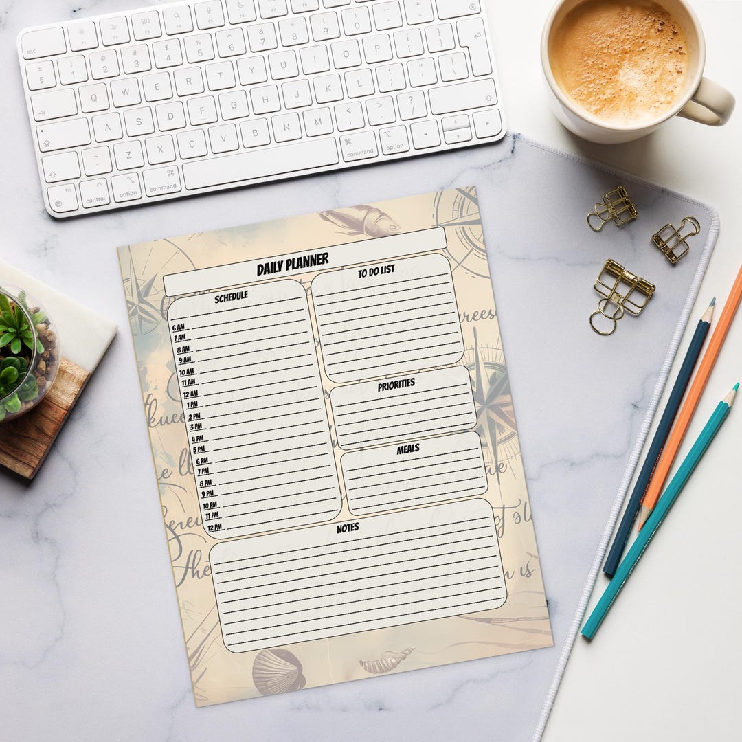 Nautical Daily Planner Notepad | Coastal Theme To-do List, Schedule ...