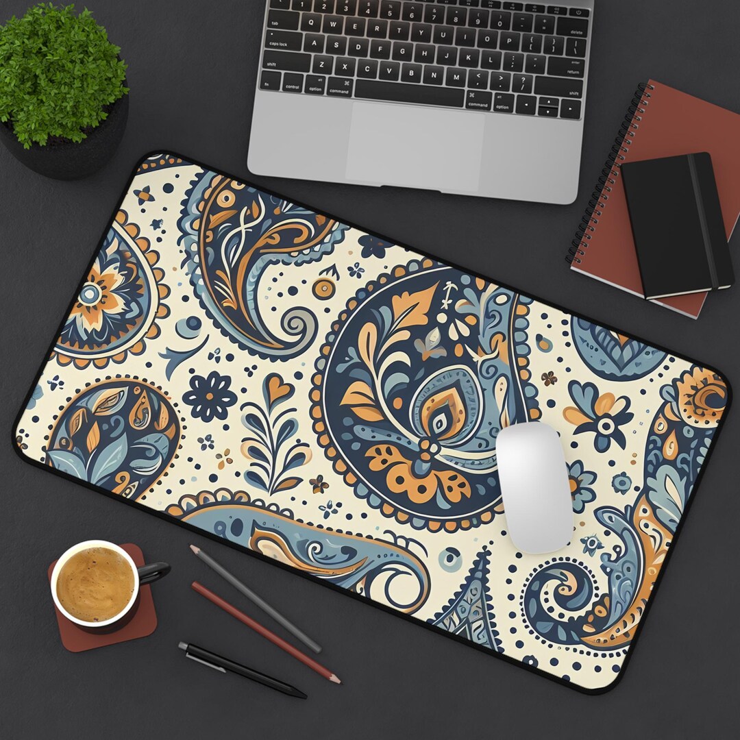 Paisley Pattern Neoprene Desk Mat | Stylish Workspace Accessory | Anti ...