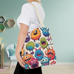 Colorful Cute Monster With Funny Faces, All Over Print Tote Bag - Etsy