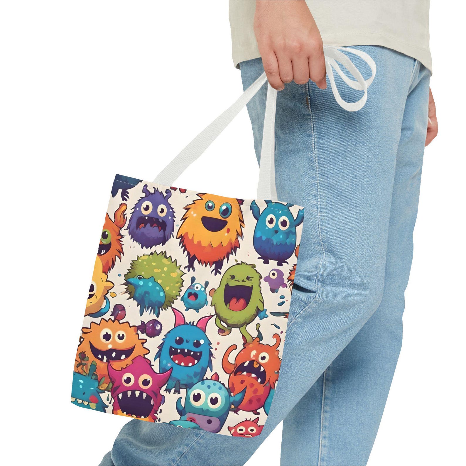 Colorful Cute Monster With Funny Faces, All Over Print Tote Bag - Etsy