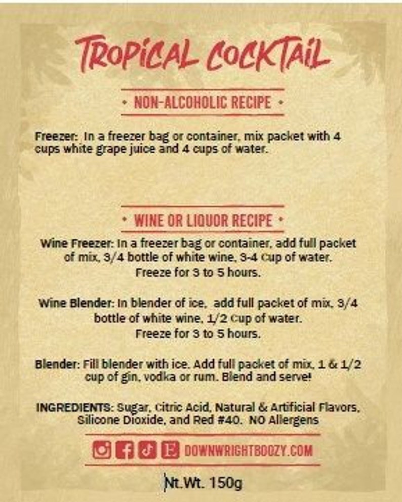 Hurricane Cocktail or Mocktail Mixer -makes 6 to 8 Drinks -would Be ...