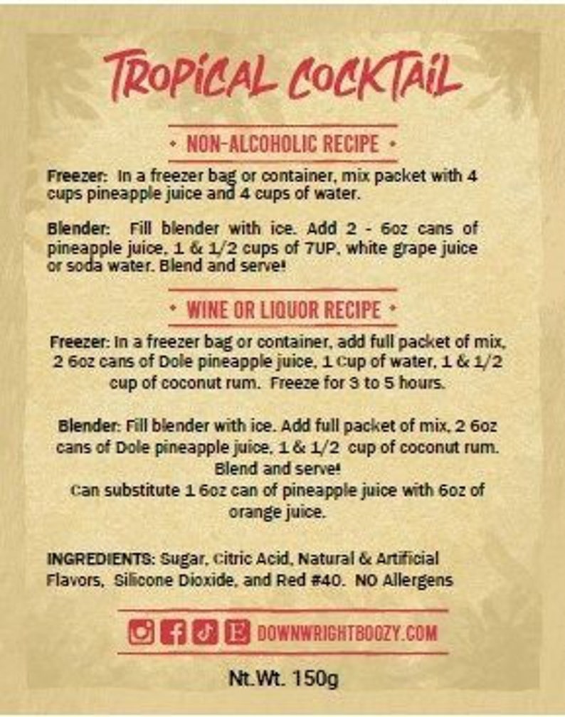 Bahama Mama Mocktail Mixer: Tropical Drink Infusion Kit - Etsy