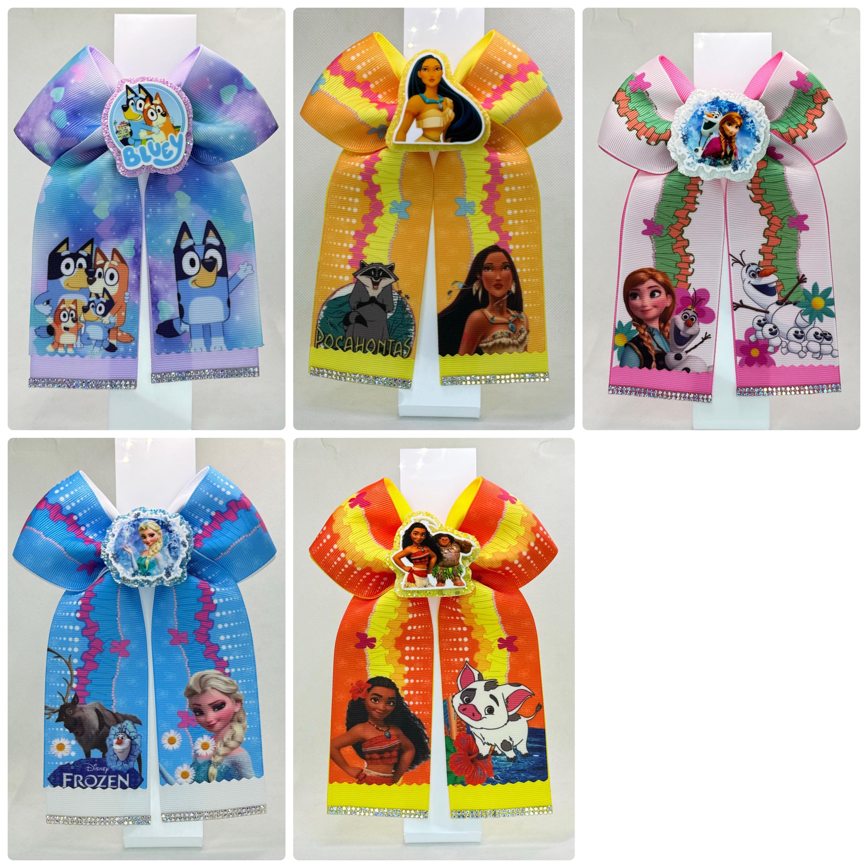 Character Hair Bows (moana, Elsa, Anna, Bluey and Pocahontas) - Etsy