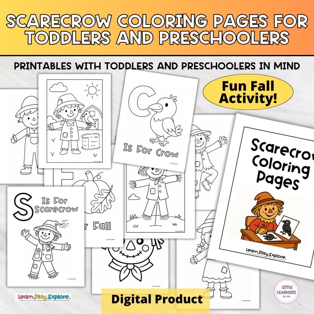Scarecrow Coloring Pages for Kids | Fall Preschool Printables | Toddler ...