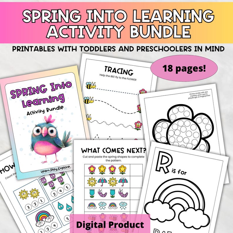 Spring Activity Bundle | Printable Spring Worksheets for Toddlers and ...