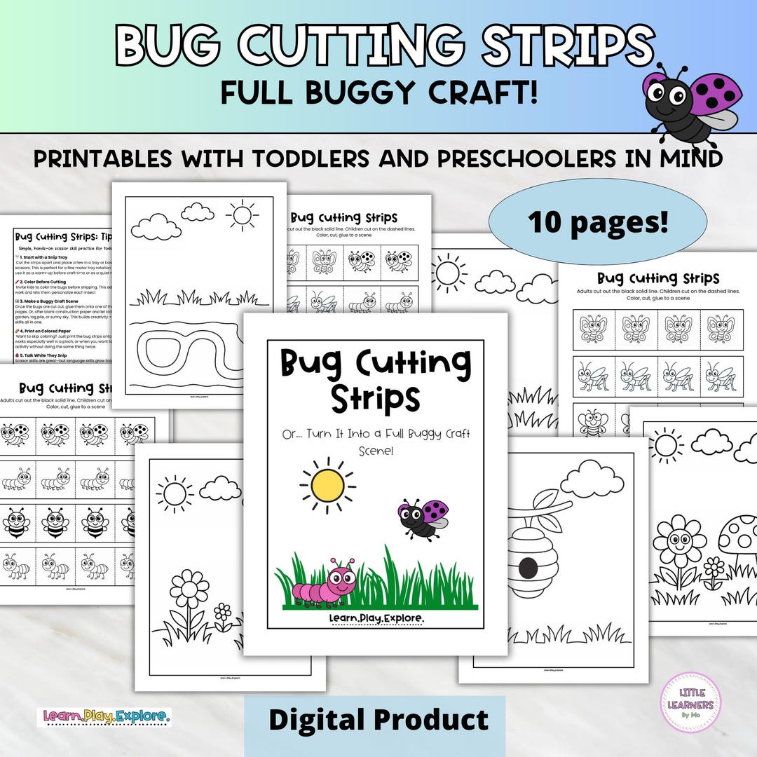 Bug Cutting Strips Printable | Fine Motor Scissor Practice for Toddlers ...