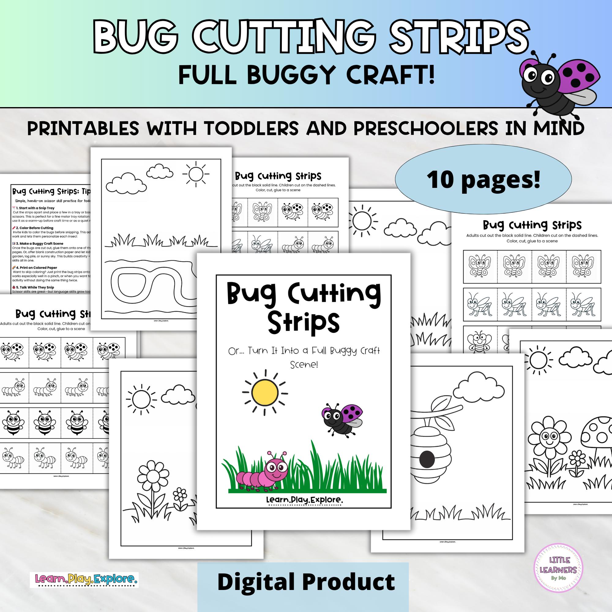 Bug Cutting Strips Printable | Fine Motor Scissor Practice for Toddlers ...
