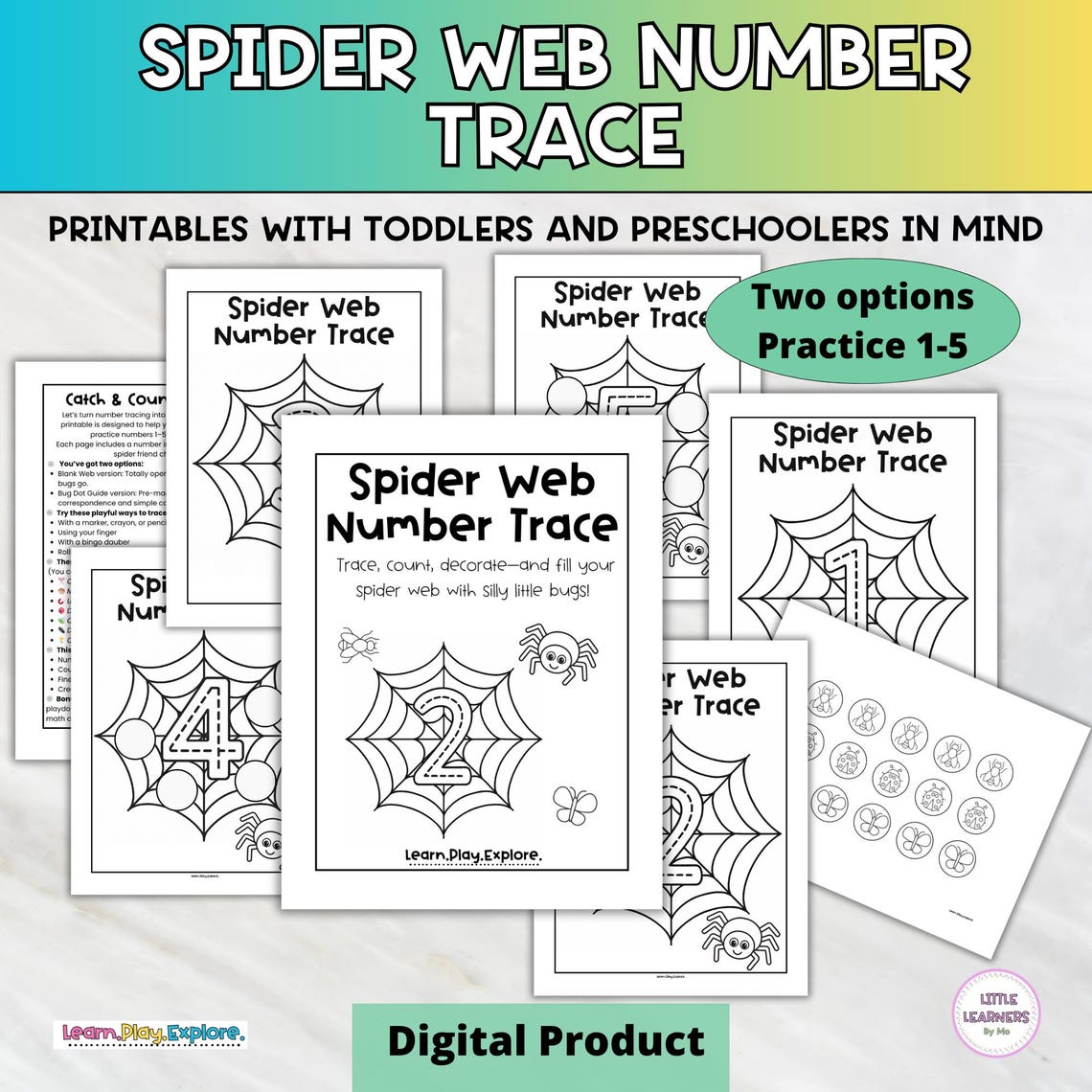 Spider Web Number Trace Printable | Preschool Counting Activity | Bug ...