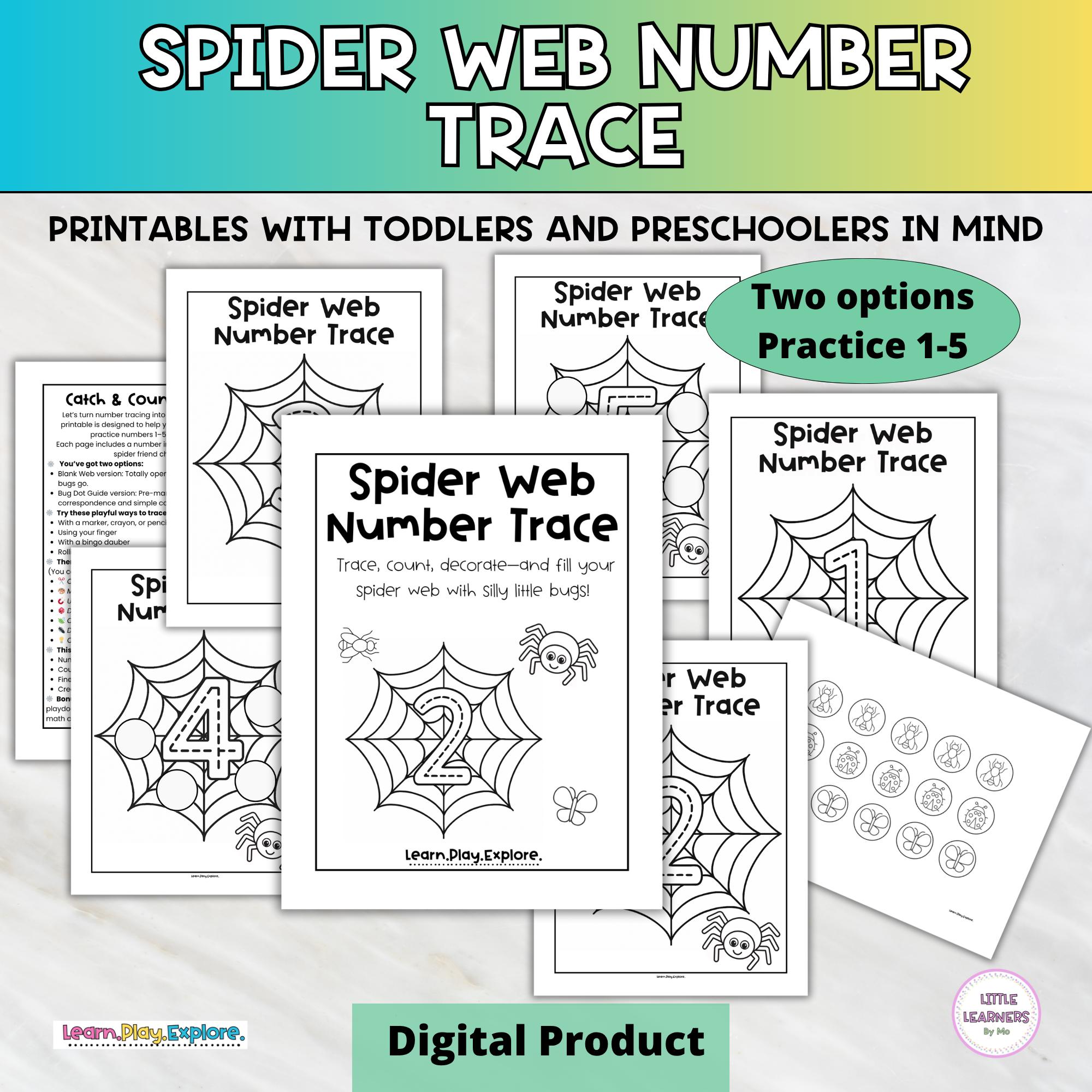 Spider Web Number Trace Printable | Preschool Counting Activity | Bug ...