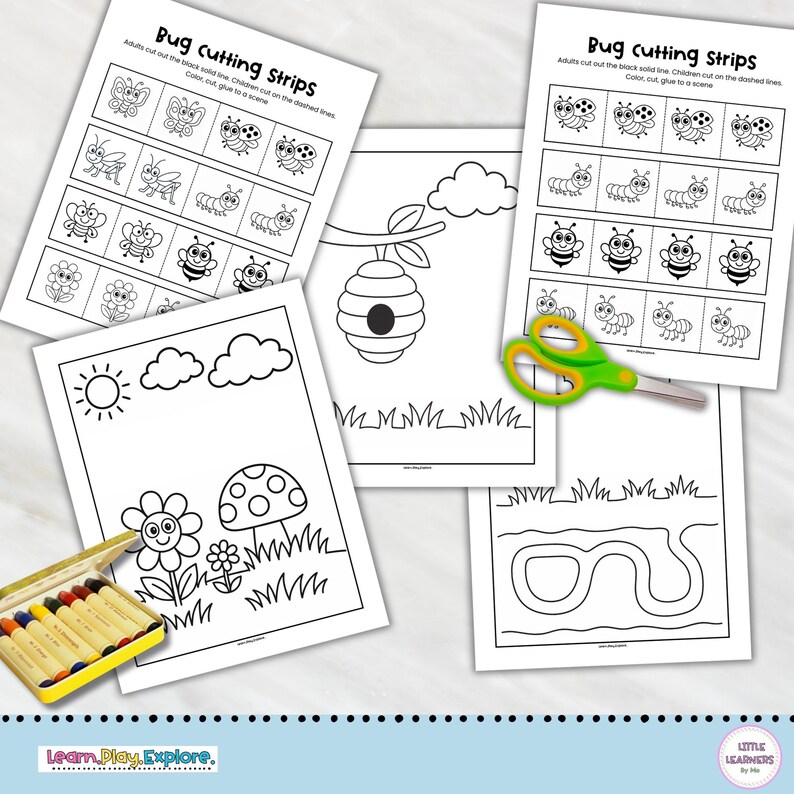 Bug Cutting Strips Printable | Fine Motor Scissor Practice for Toddlers ...