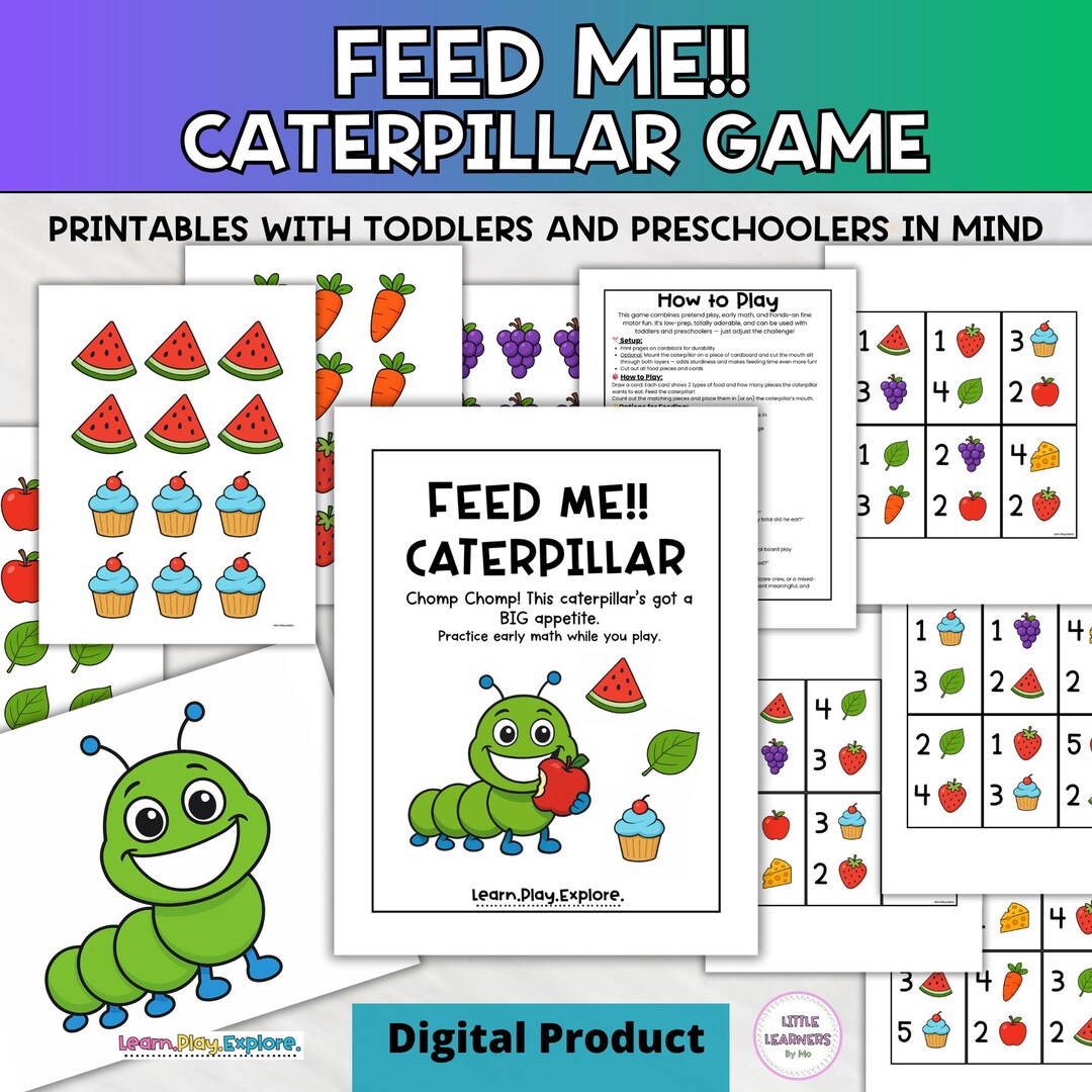 Feed Me Caterpillar Printable | Toddler Counting Game | Preschool Math ...