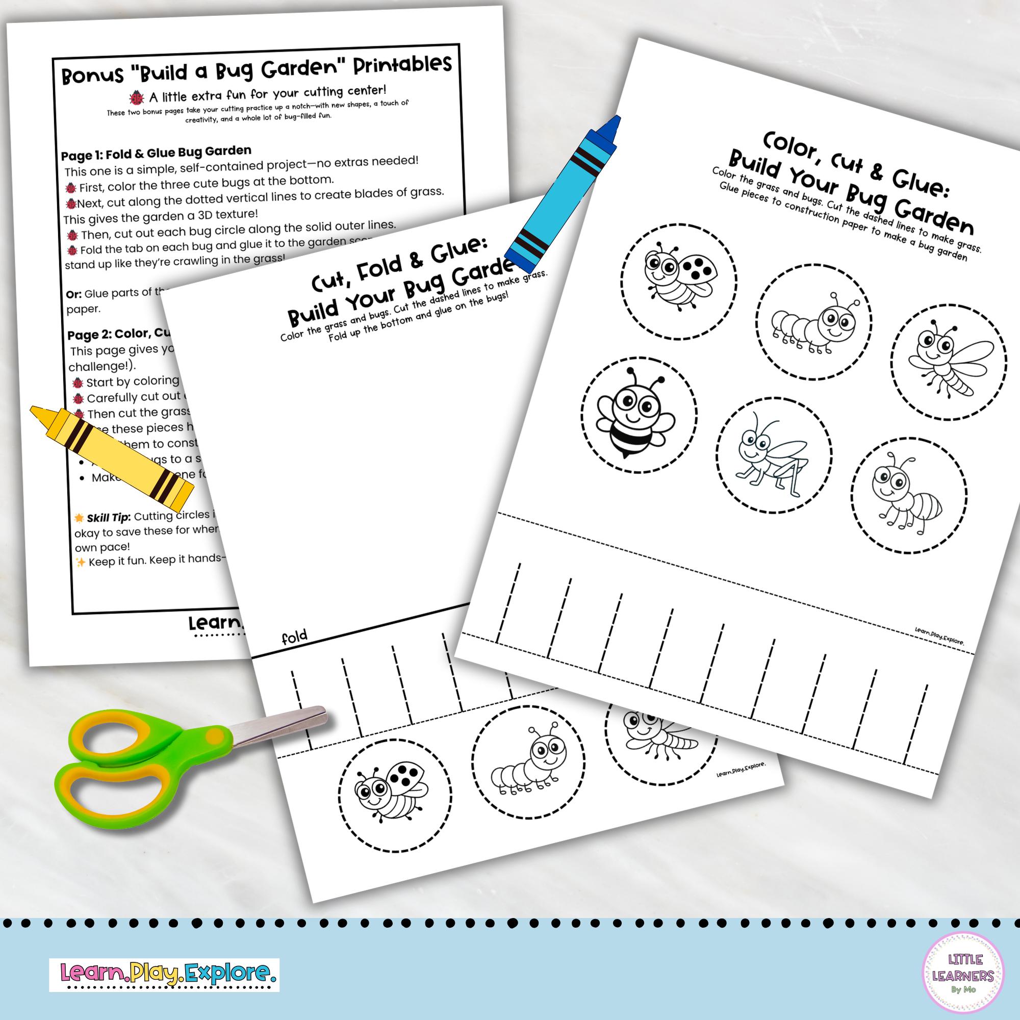 Bug Cutting Strips Printable | Fine Motor Scissor Practice for Toddlers ...