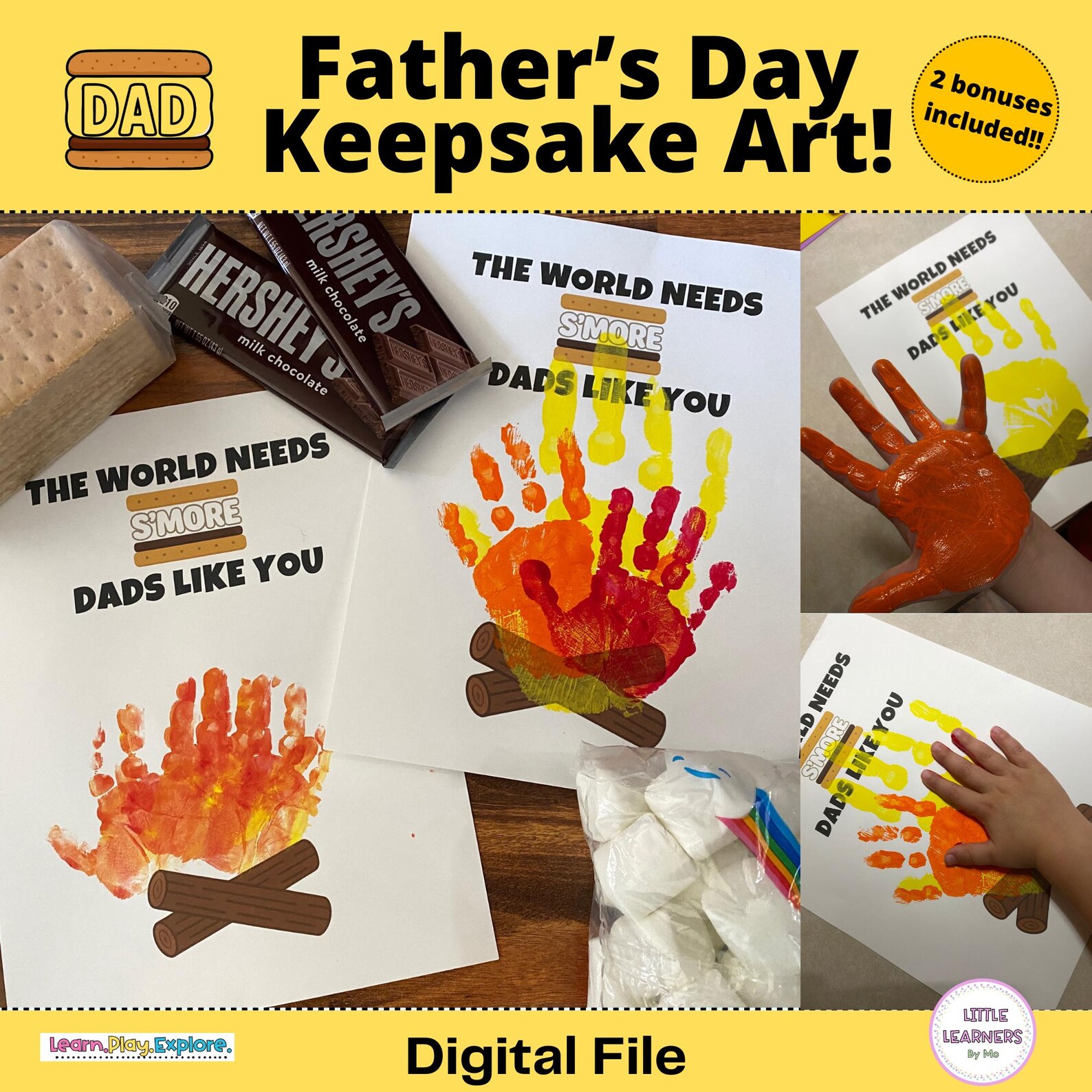 Father’s Day Craft Printable – S’more Handprint Activity + Gift Tags ...