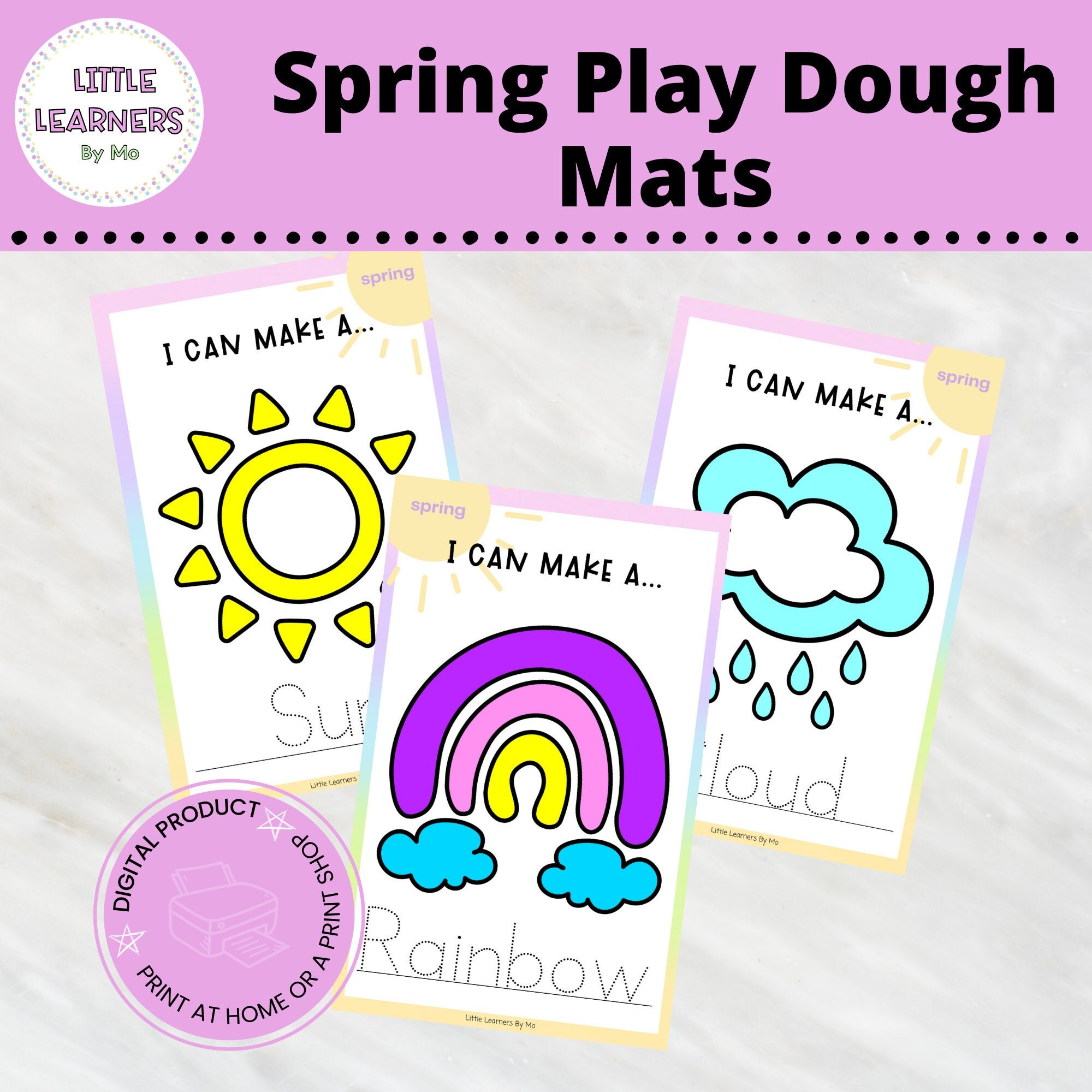 Spring Play Dough Mat, Fine Motor Play Dough Mat, Play Dough Mat ...
