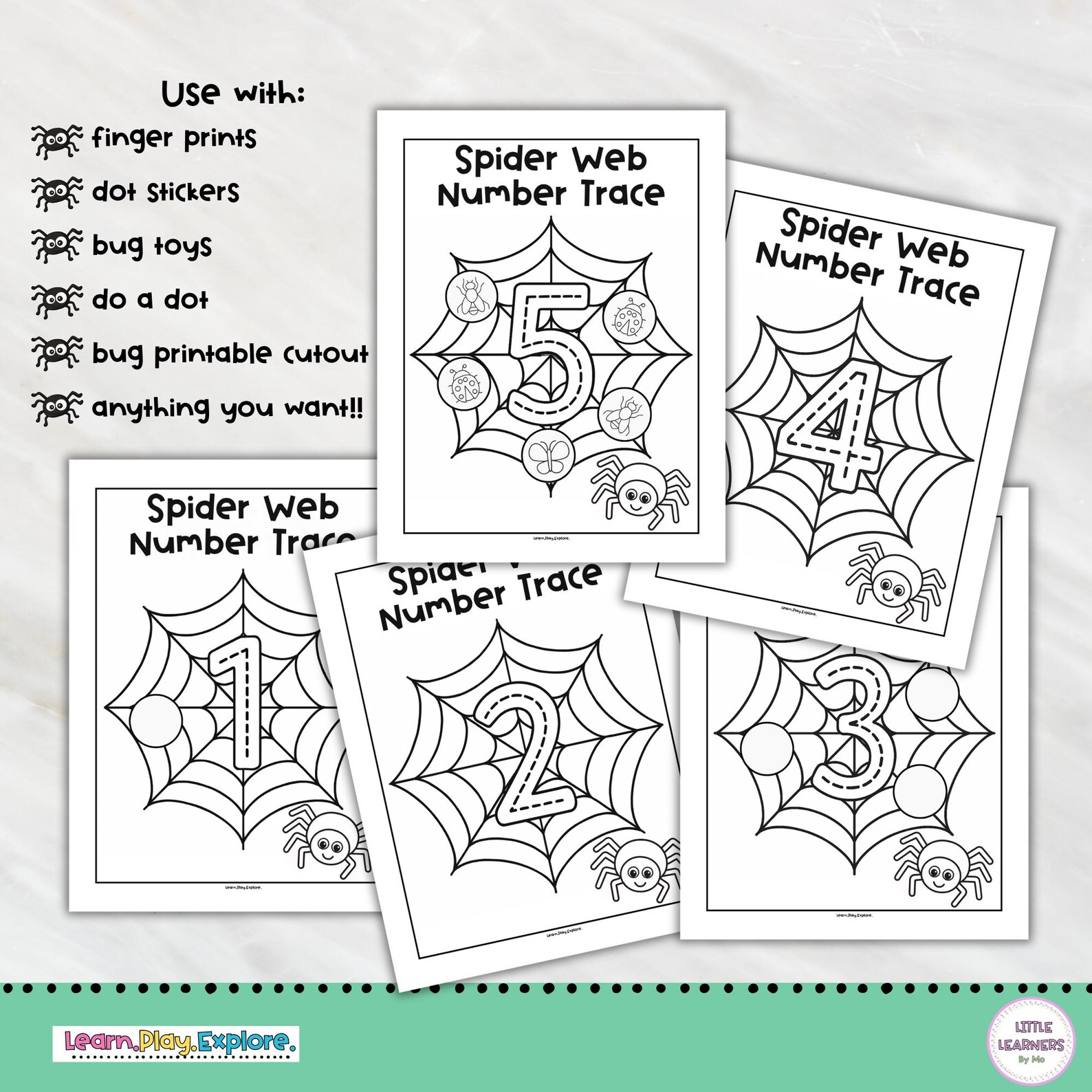 Spider Web Number Trace Printable | Preschool Counting Activity | Bug ...