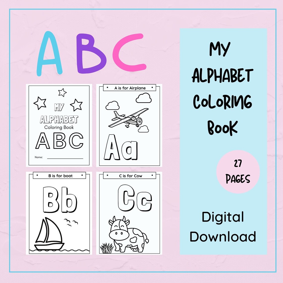 My Alphabet Coloring Book, Toddler Coloring Book, Preschool Coloring ...
