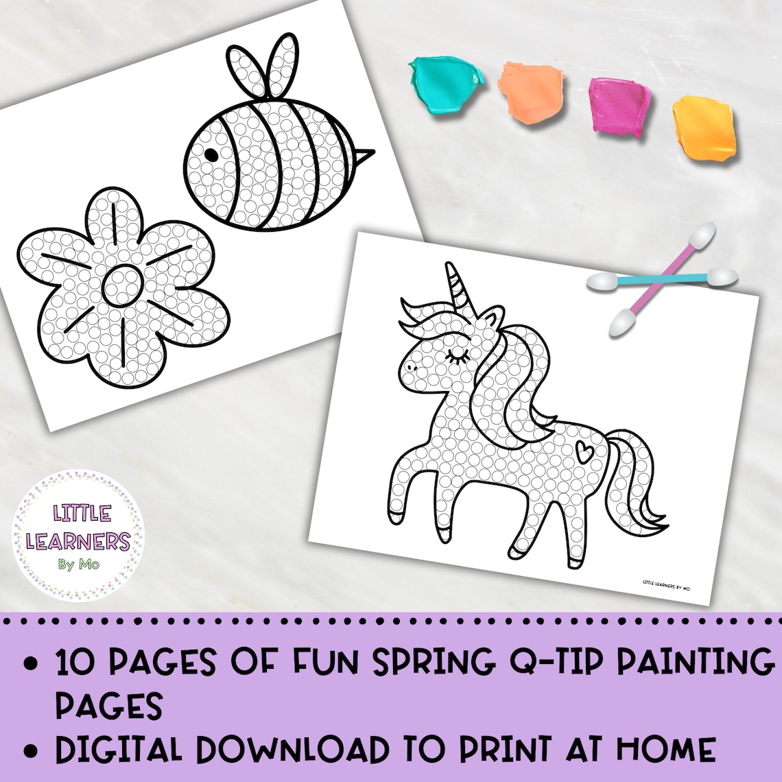 Spring Craft Kids Spring Painting Craft, Printable Spring Q-tip Craft ...
