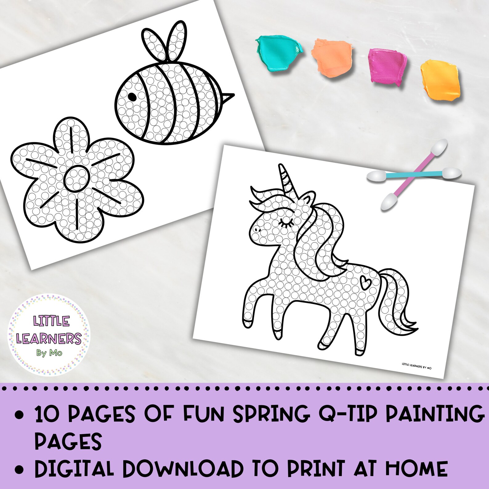 Spring Craft Kids Spring Painting Craft, Printable Spring Q-tip Craft ...
