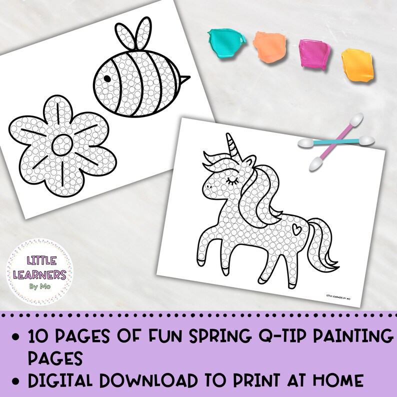 Spring Craft Kids Spring Painting Craft, Printable Spring Q-tip Craft ...