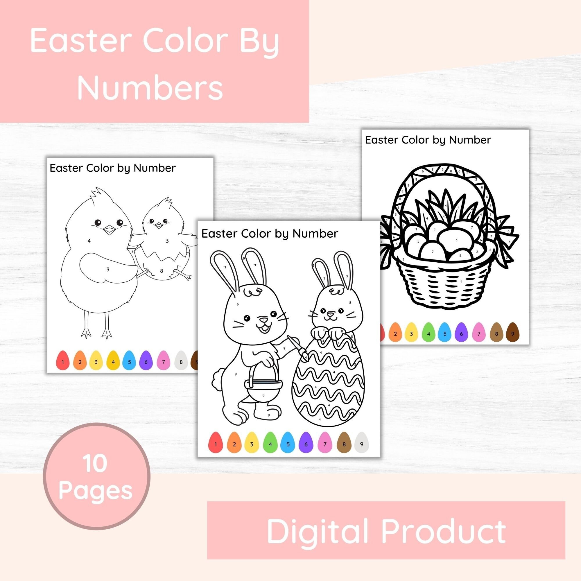 Color by Number Easter Printable, Easter Printable, Easter Worksheet ...