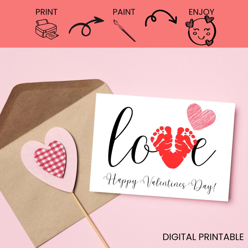 Valentine Printable, Valentines Day Handprint Footprint Craft for Kids ...