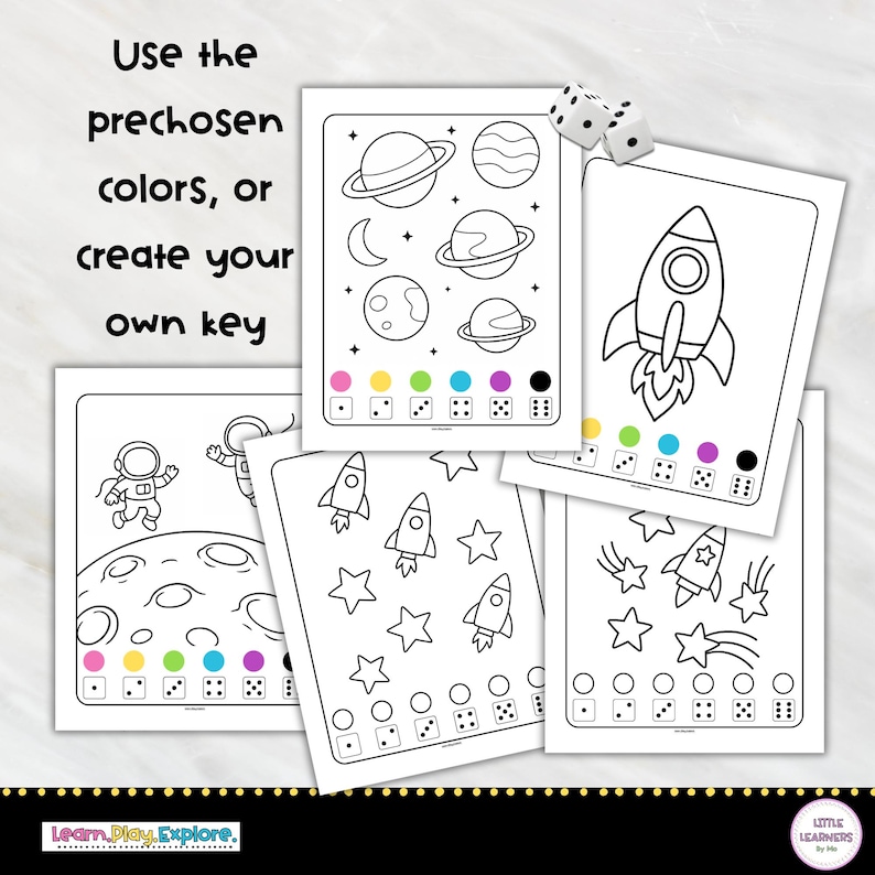 Roll & Color Space Theme Printable – Dice Game for Toddlers and ...