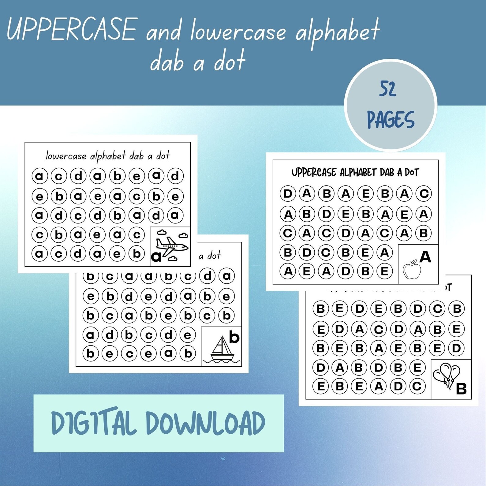 Bundled Uppercase and Lowercase Alphabet Dab A Dot, Toddler and ...