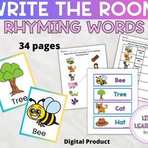 Rhyming Words Write the Room, Write the Room Game, Write the Room ...
