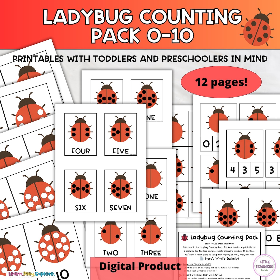 Ladybug Counting Pack | 0–10 Number Activities for Toddlers & Preschool ...