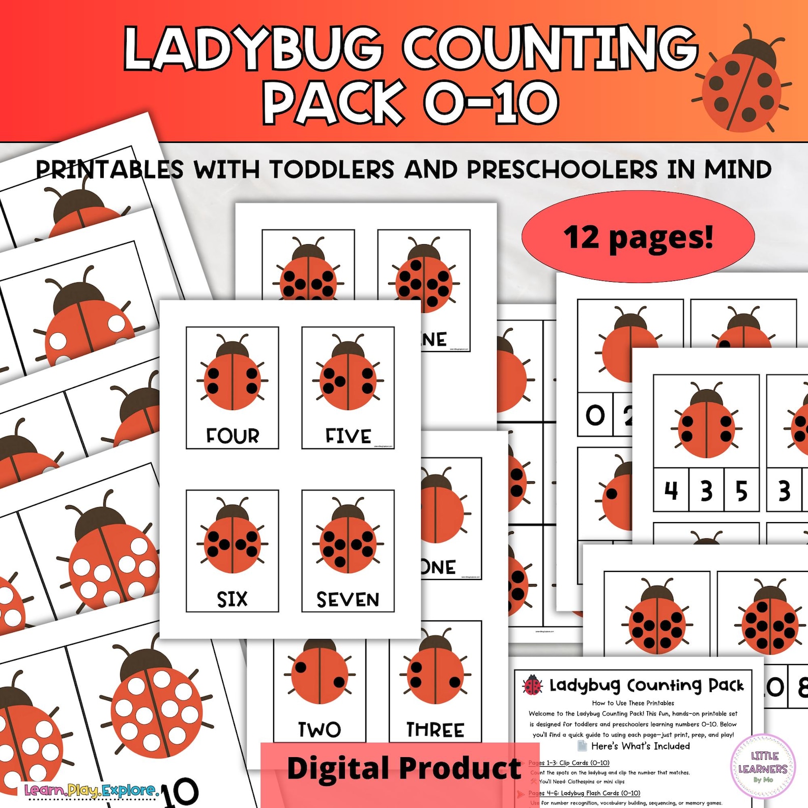 Ladybug Counting Pack | 0–10 Number Activities for Toddlers & Preschool ...