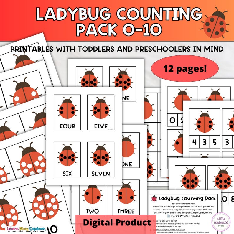 Ladybug Counting Pack | 0–10 Number Activities for Toddlers & Preschool ...