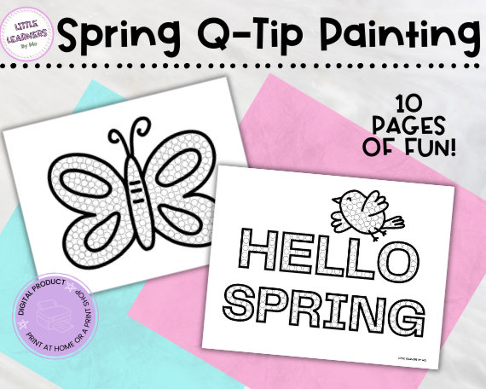 Spring Craft Kids Spring Painting Craft, Printable Spring Q-tip Craft ...