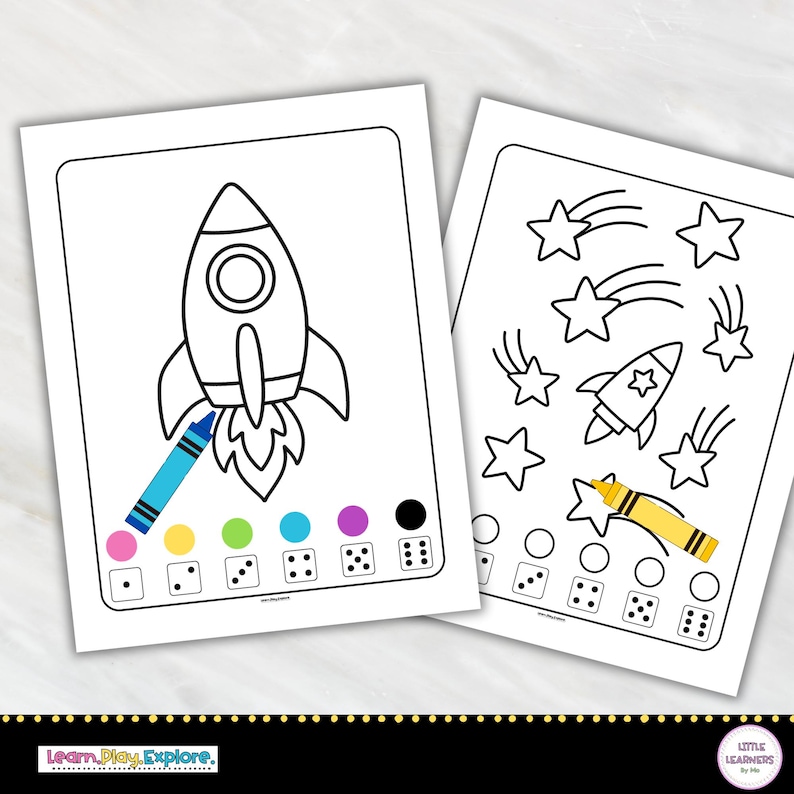 Roll & Color Space Theme Printable – Dice Game for Toddlers and ...