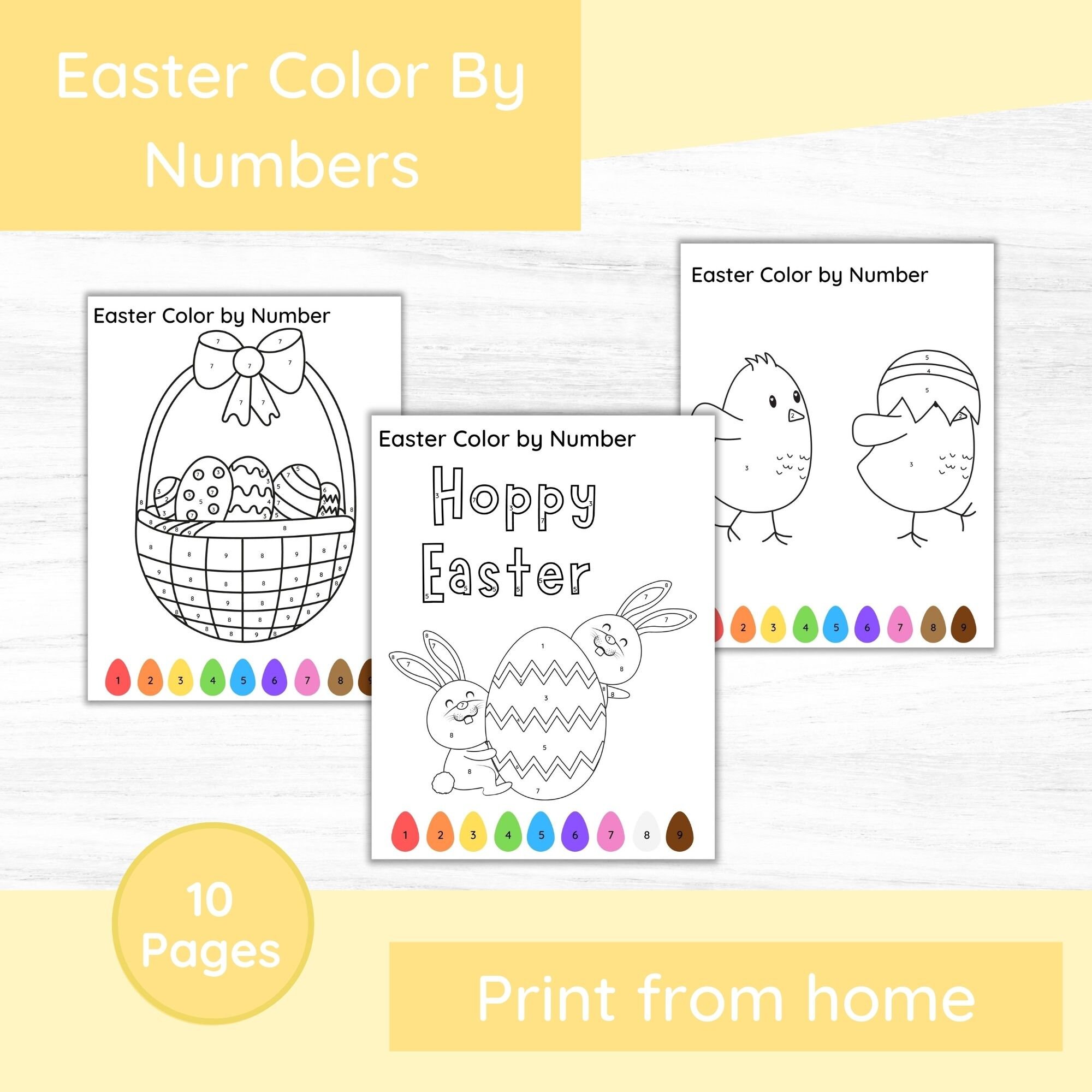 Color by Number Easter Printable, Easter Printable, Easter Worksheet ...