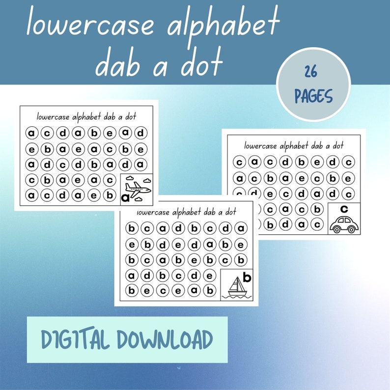 Lowercase Alphabet Dab A Dot, Toddler and Preschool Activity, Daycare ...