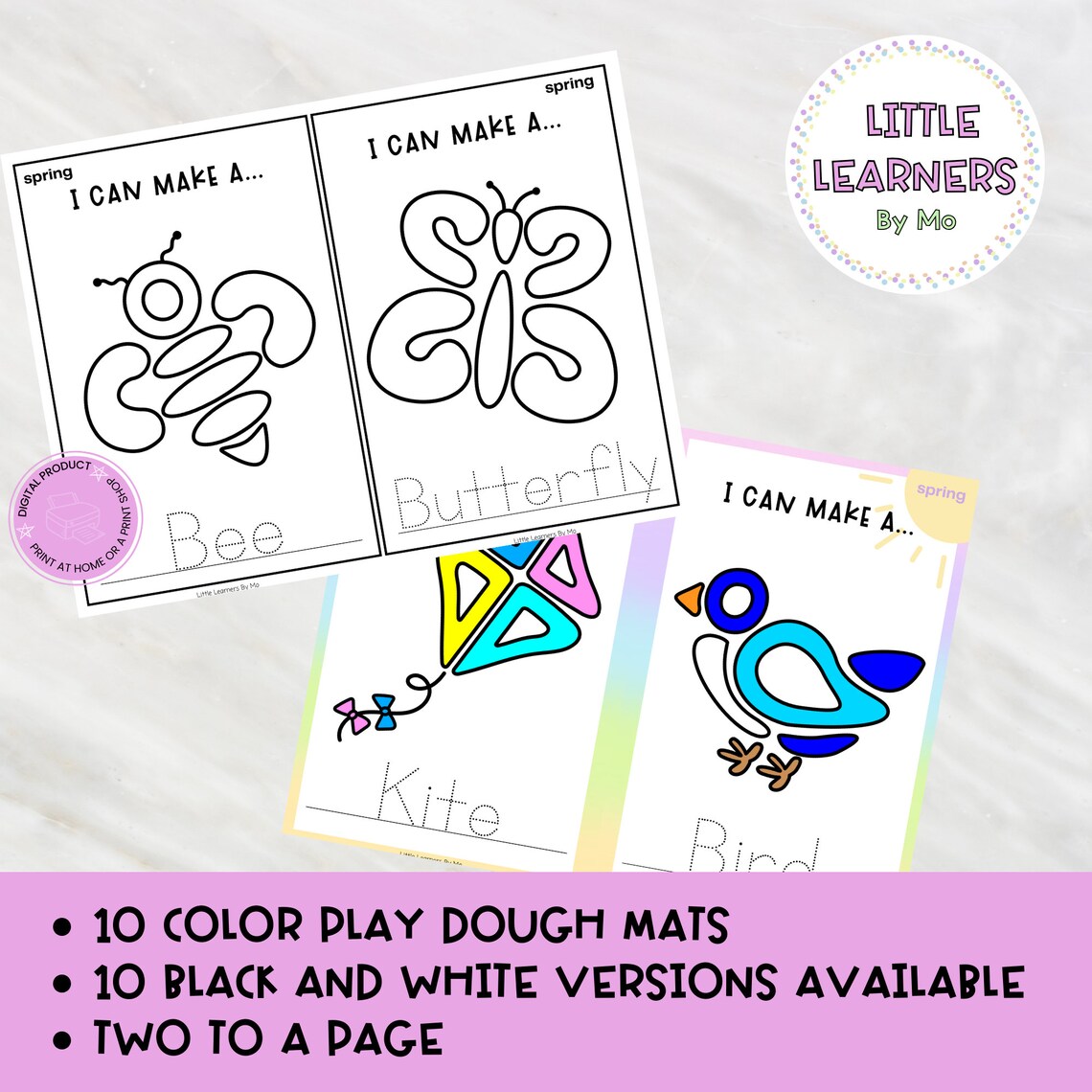 Spring Play Dough Mat, Fine Motor Play Dough Mat, Play Dough Mat ...