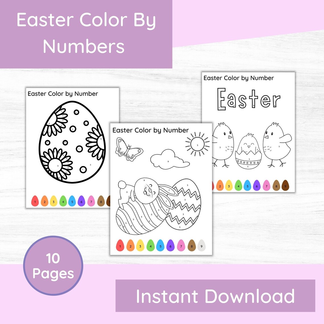 Color by Number Easter Printable, Easter Printable, Easter Worksheet ...