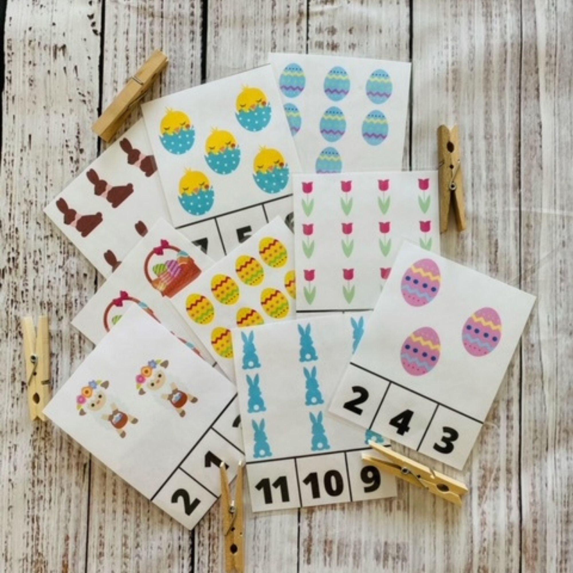 Easter Clip and Count Cards, Montessori Activity, Toddler and Preschool ...